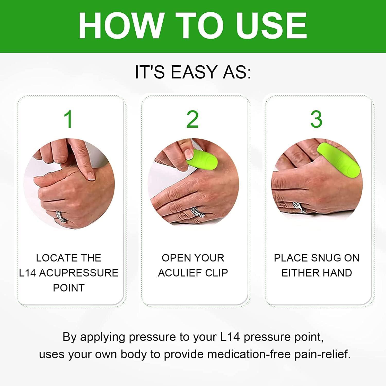 4-Piece Finger Shape Acupressure Clip Set | Aculief Device for Migraine ...