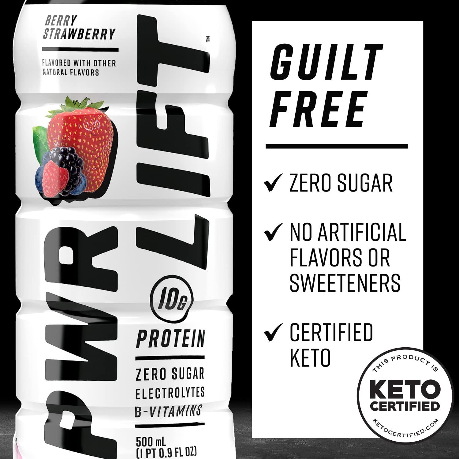 PWR LIFT Whey Protein Water Sports Drink | Berry Strawberry | Keto ...