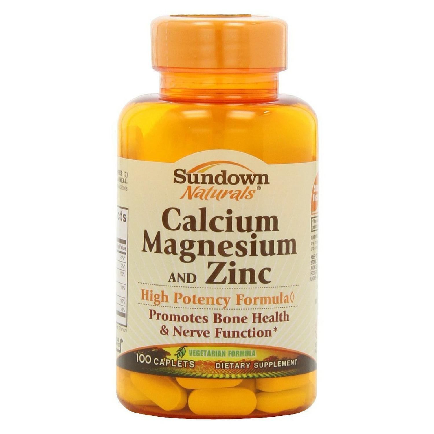 Sundown Calcium Magnesium Zinc Supplement - Bone Health & Immune ...