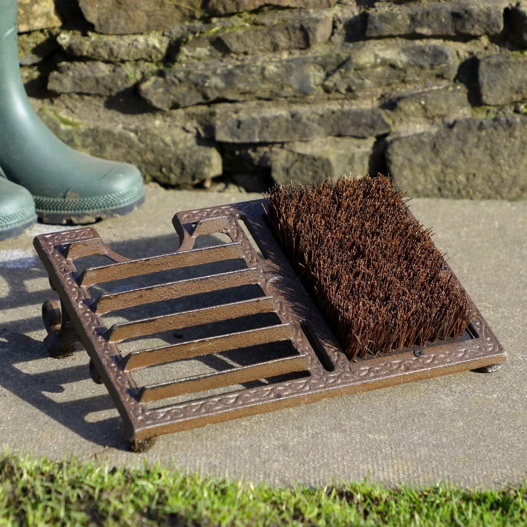 Double Boot Brush: Heavy Duty Recycled Cast Iron Scraper with Coir ...