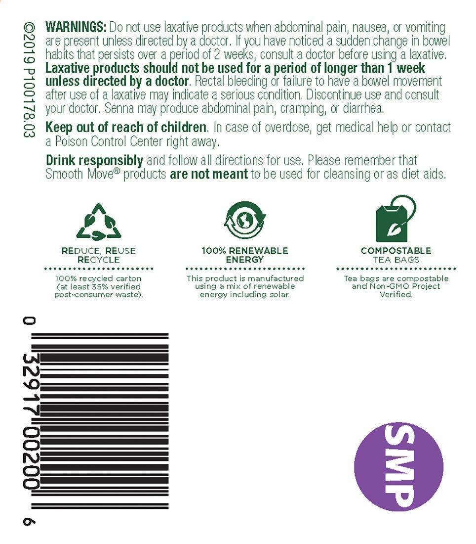 Organic Smooth Move Peppermint Laxative Tea - Caffeine Free, 16 Wrapped ...