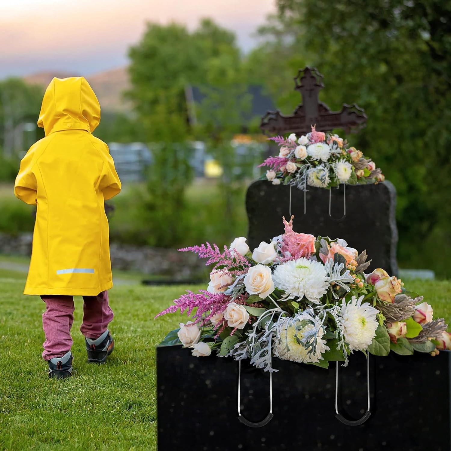 4 Pack 12 Inch Gravestone Flower Saddle for Cemetery Headstones ...