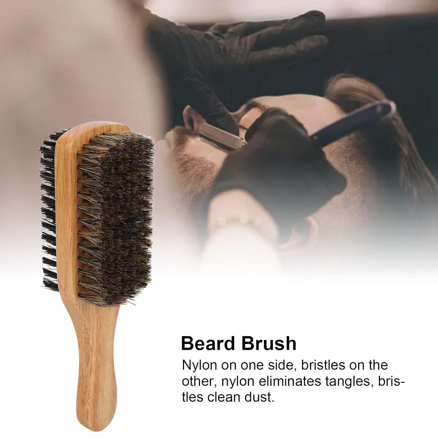 Double-Sided Hairbrush & Mustache Brush for Men | Rubber Wood Handle ...