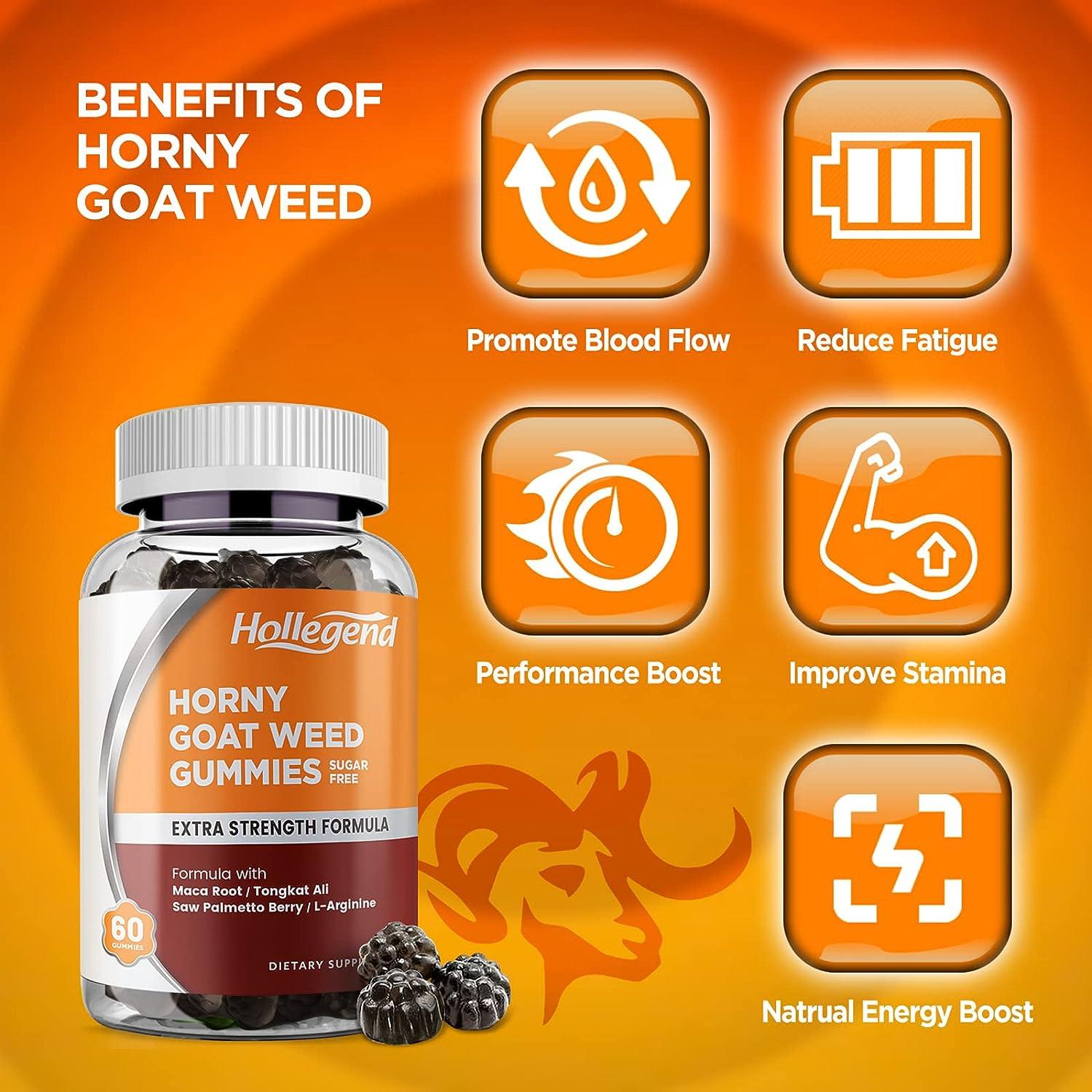 Horny Goat Weed Gummies 800mg for Men & Women with Maca, Tongkat Ali ...