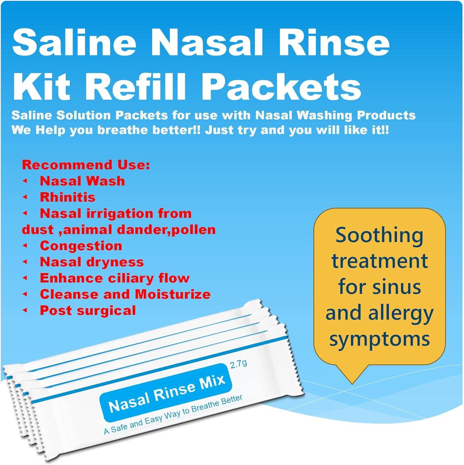 160 Refills Nasal Rinse Mix + 2 Nasal Sprayer - Neti Pot Salt for Sinus ...