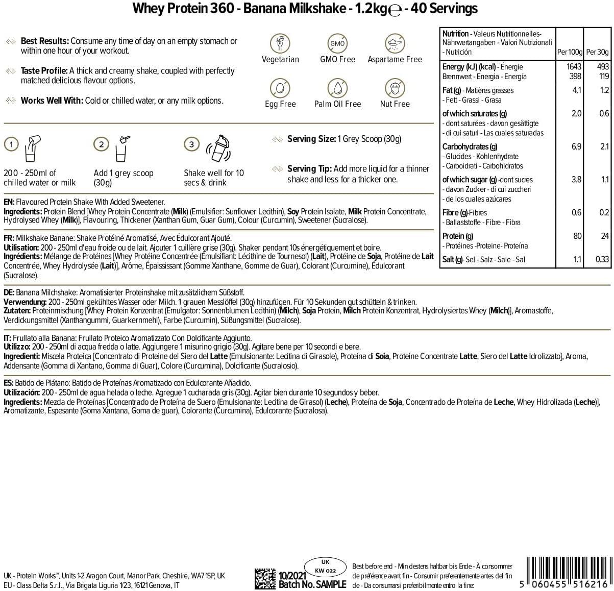 Buy Protein Works Whey Protein 360 - 1.2kg Banana Milkshake | 40 ...