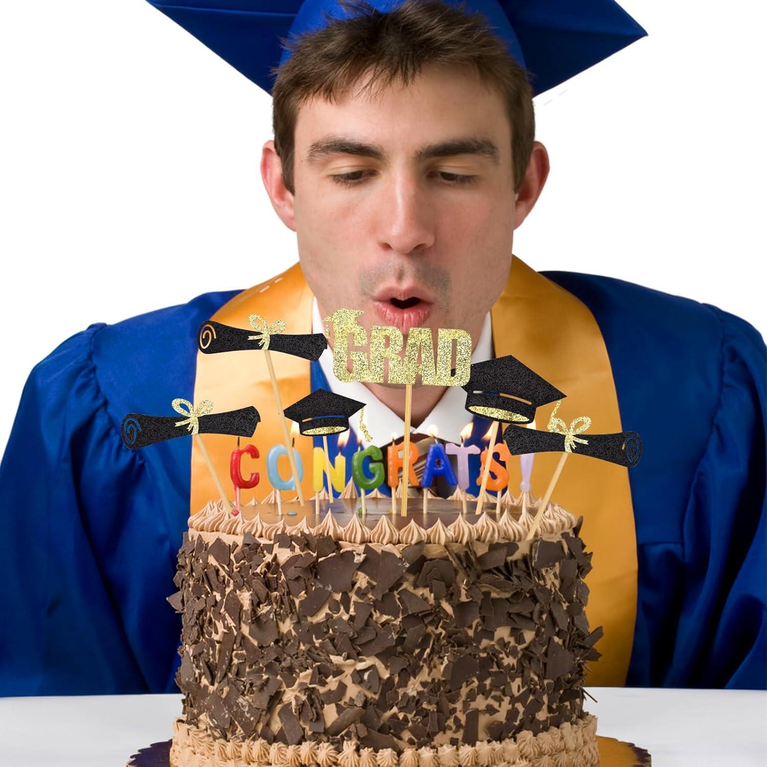 36pcs Graduation Cupcake Toppers 3 Styles Graduation Cap Cupcake ...