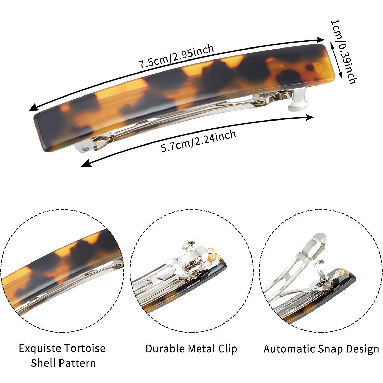 6-Piece Tortoise Shell French Hair Barrettes Set - Medium Acetate Clips ...