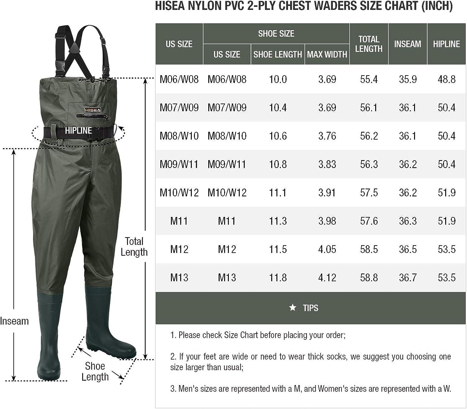 HISEA Men's Chest Waders with Boots - Waterproof Lightweight Fishing ...