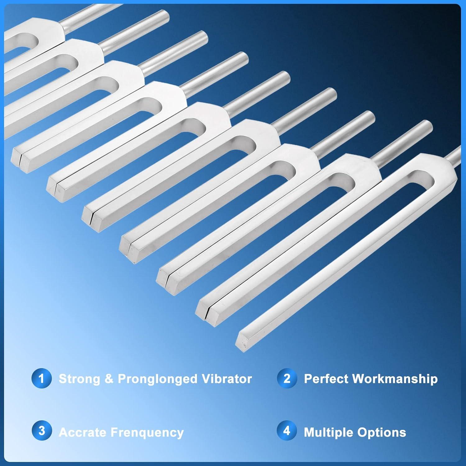 Dreld 9 Solfeggio Tuning Forks Kit Healing Forks with Silicone Hammer ...