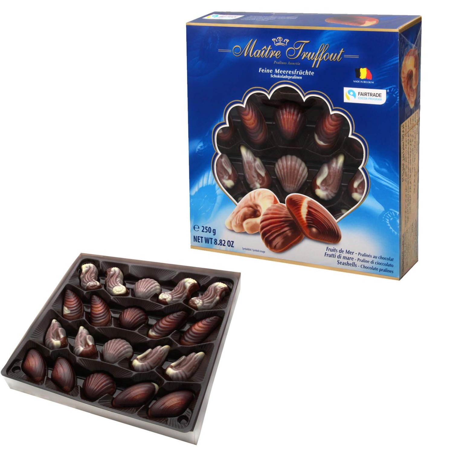 Belgian pralines "seashells"blue in a 250g pack from Matre Truffout ...