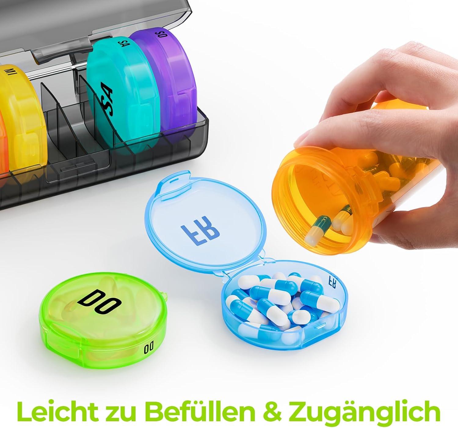 Auvon 7-Day Tablet Organizer - Large Compartments Easy-Fill Pill Box ...