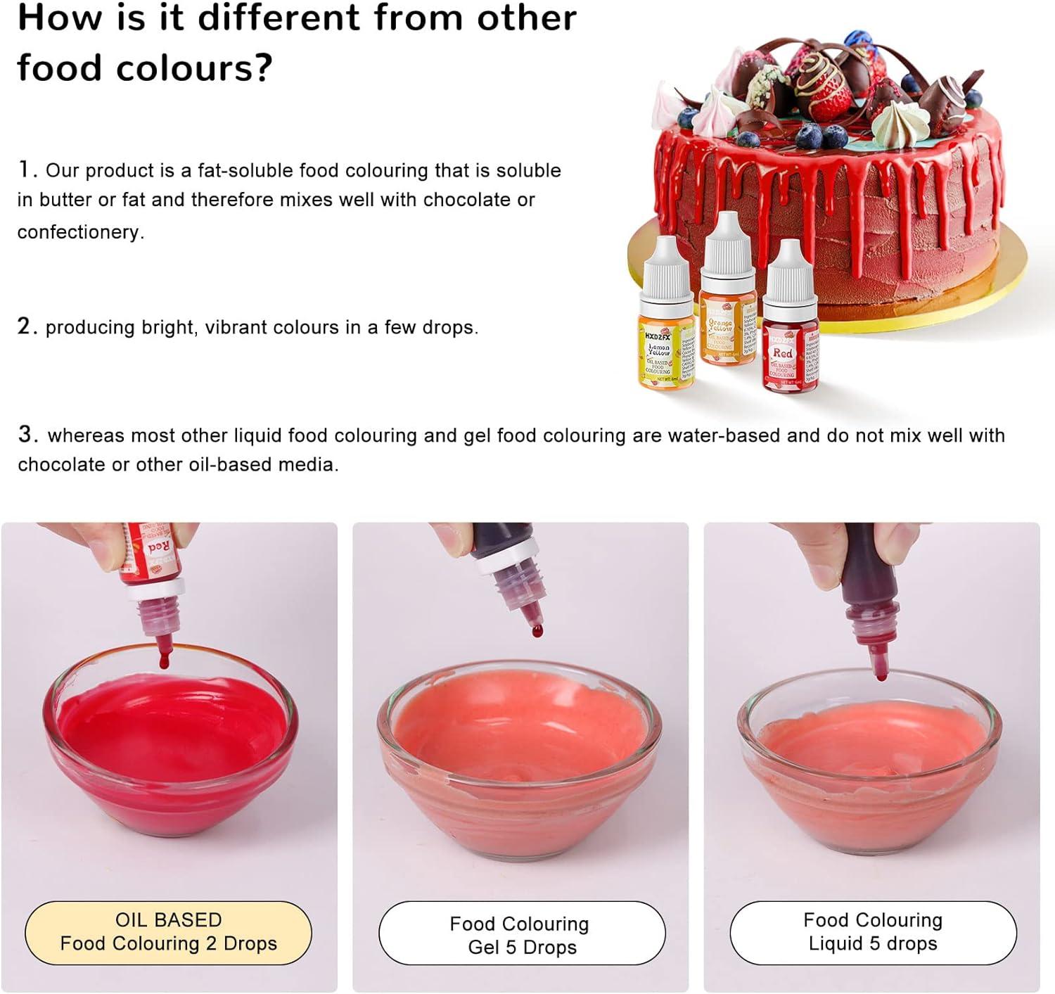 16 Colors Oil Based Food Coloring Set for Baked Goods - 6ml per Bottle ...