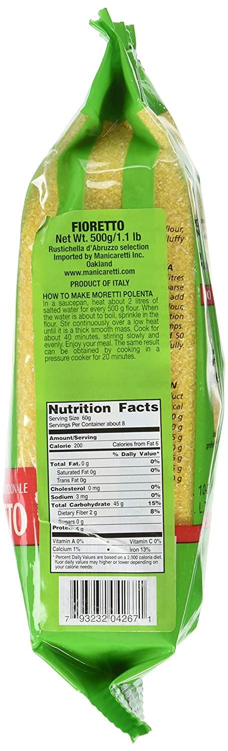 Moretti Fioretto Polenta Fine 1.1 lb - Authentic Italian Cornmeal | Buy ...