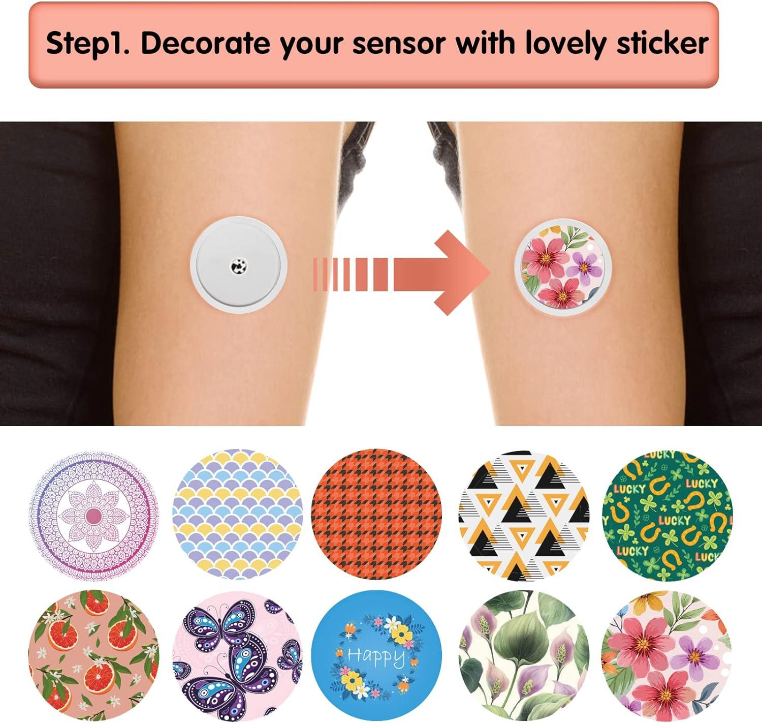 Waterproof Sensor Covers for Libre 2 & Floral Stickers 40-Pack | Latex ...