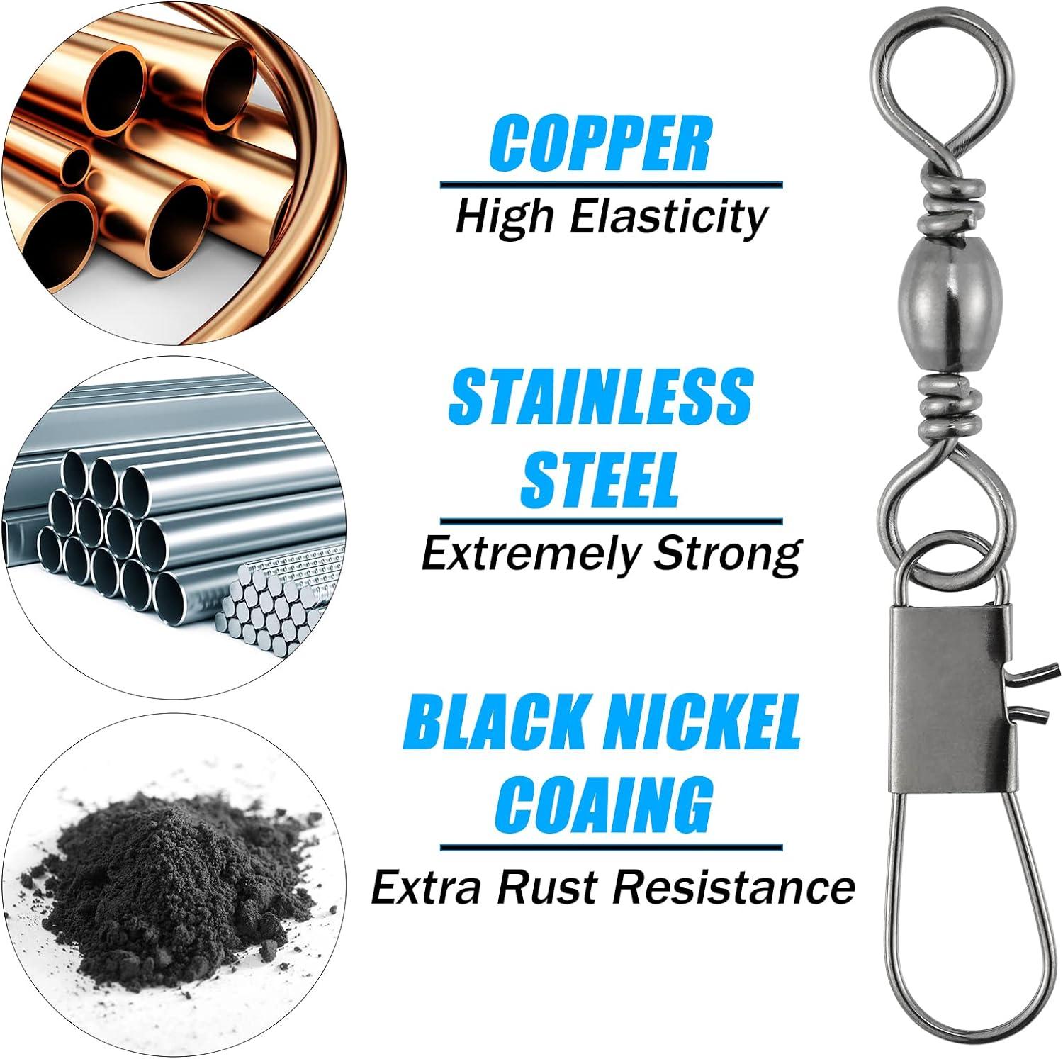 Dr.Fish 50 Pack Fishing Snap Swivels Barrel Swivel with Snap ...