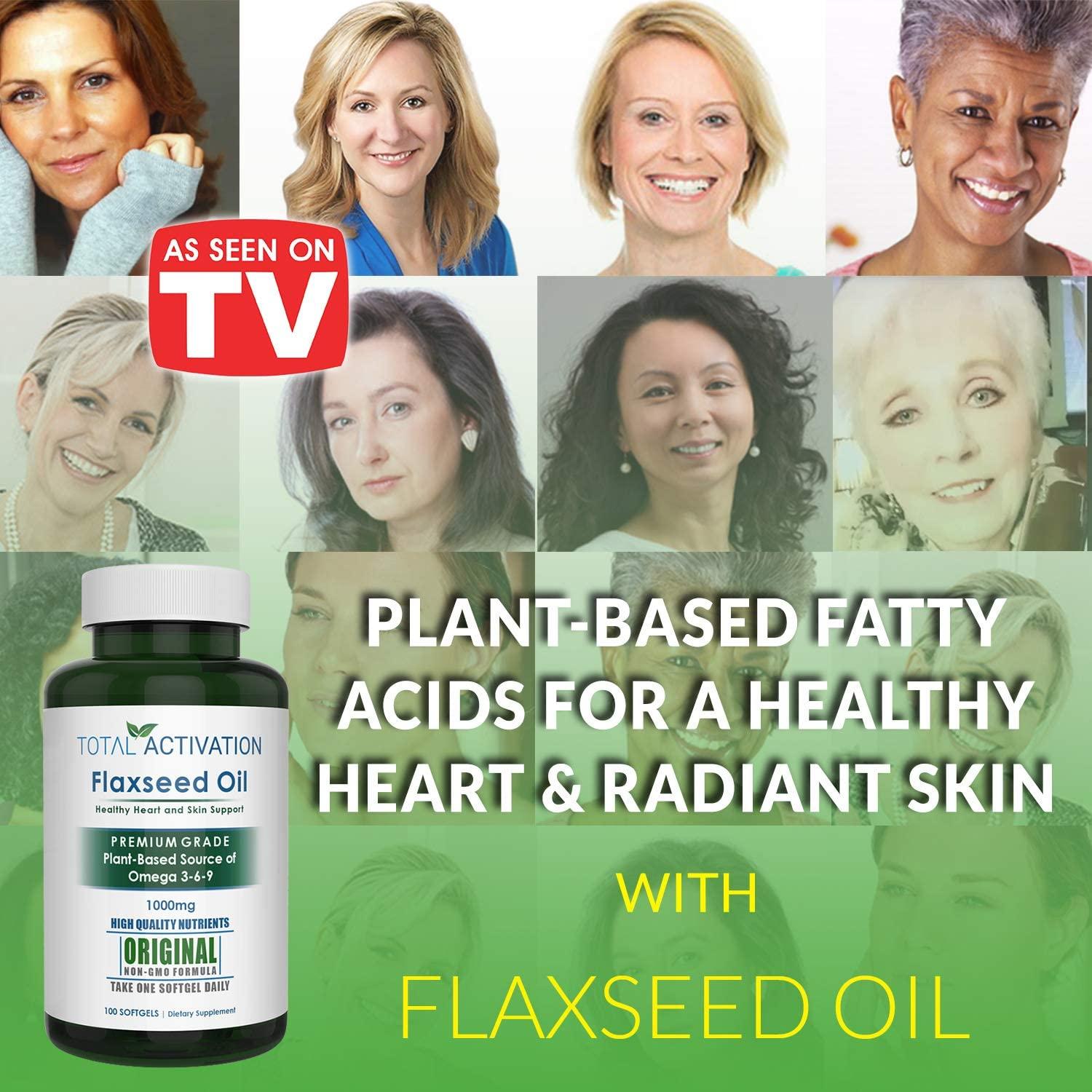 Organic Flaxseed Oil 1000mg Omega-3 Immune System Booster | Omega 3 6 9 ...