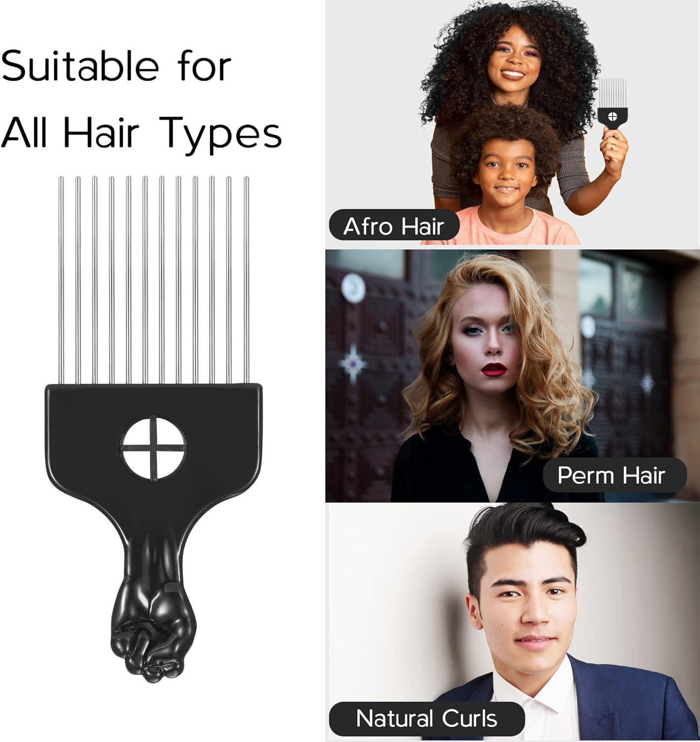 Metal Afro Comb - Smooth & Sturdy Detangling Styling Hair Pick for ...