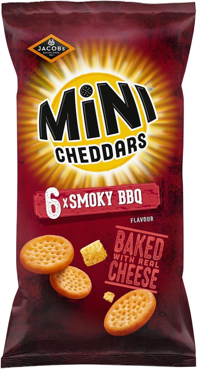Jacobs Mini Cheddars Smoky BBQ Flavour 12 Mini Bags - Snack Pack 2 ...