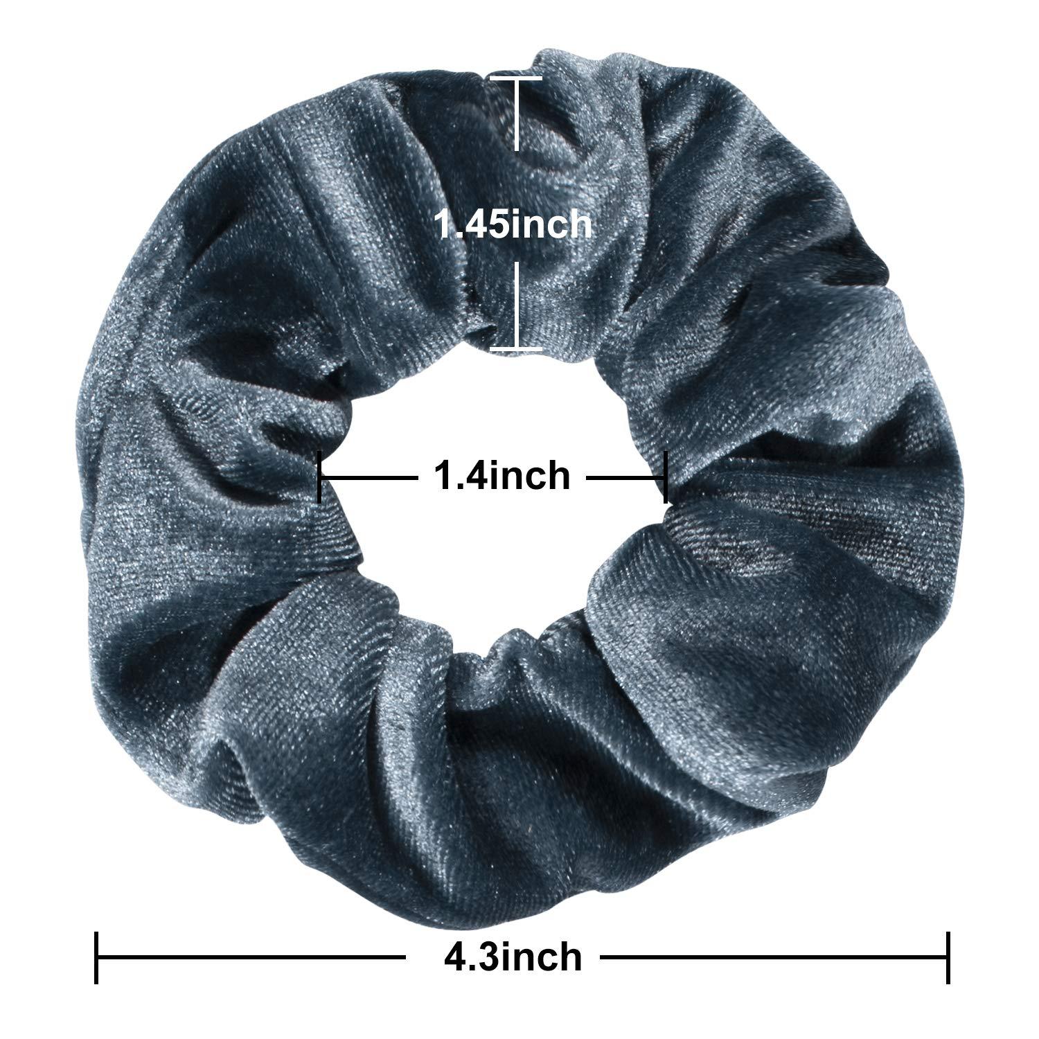 Whaline Velvet Hair Scrunchies - Blue Gray Theme, Pack of 12 Soft ...