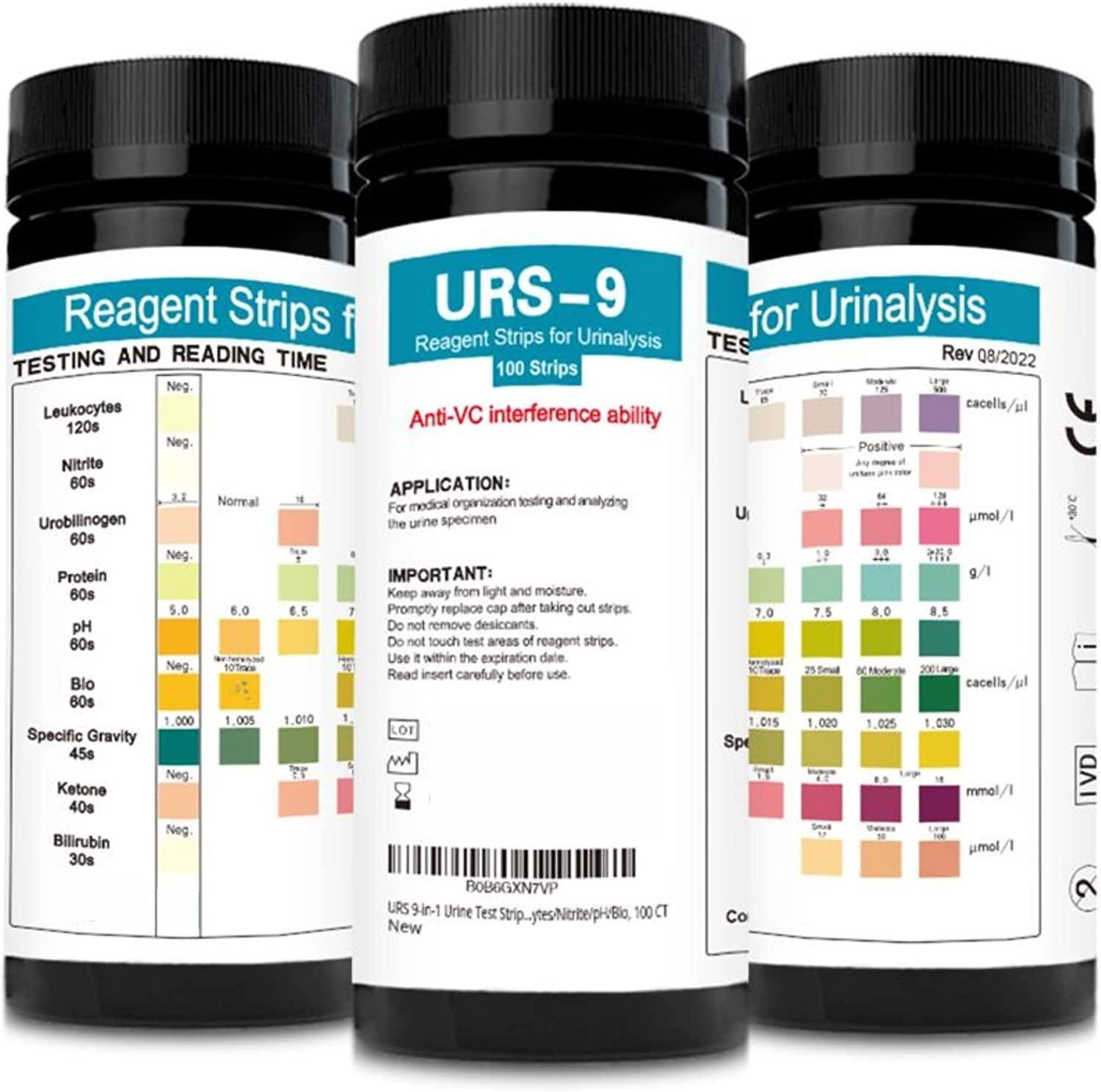 URS 9-in-1 Urine Test Strips - 100 CT - UTI Testing for Protein ...