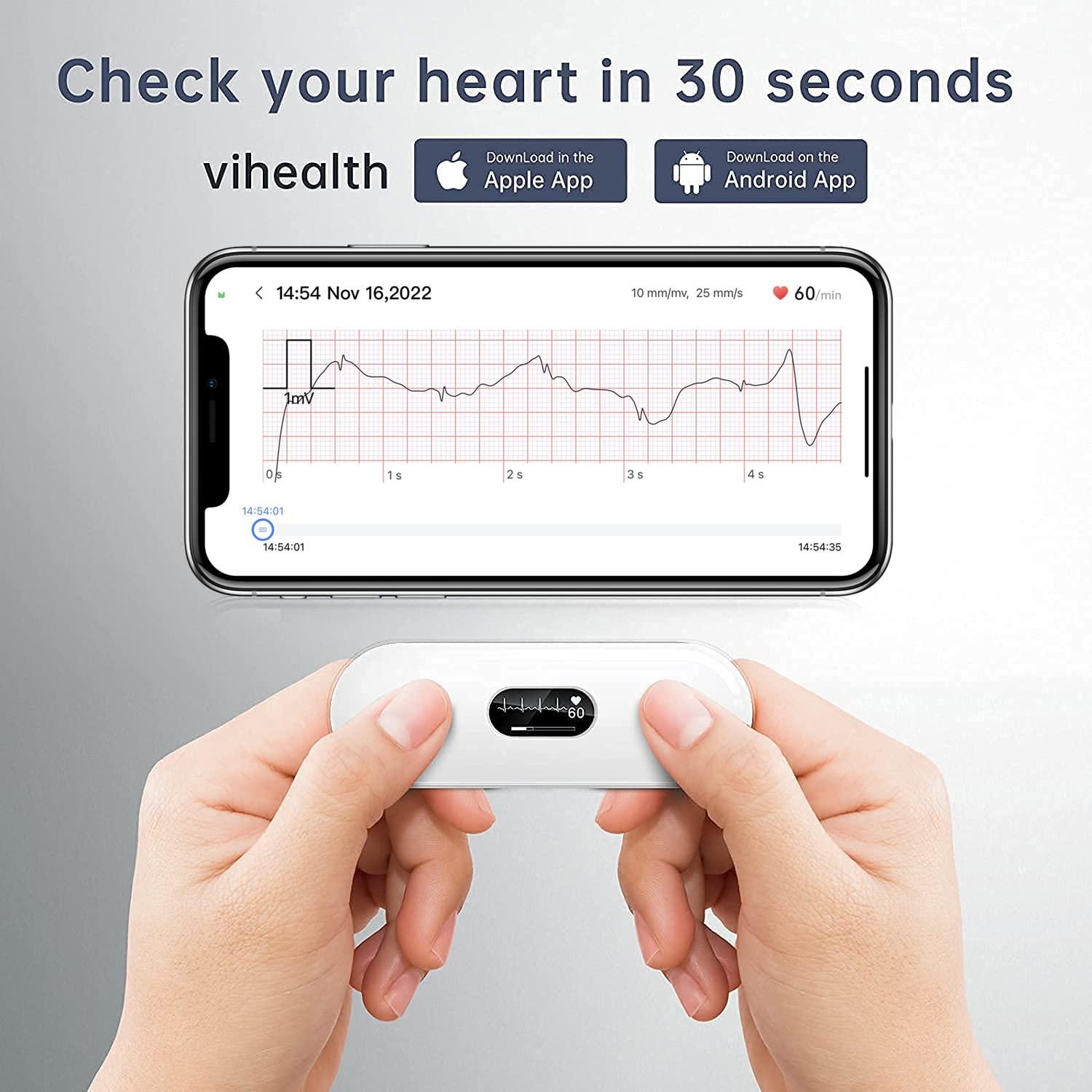 Wellue DuoEK-S Personal ECG Monitor - Bluetooth Wireless Portable Heart ...