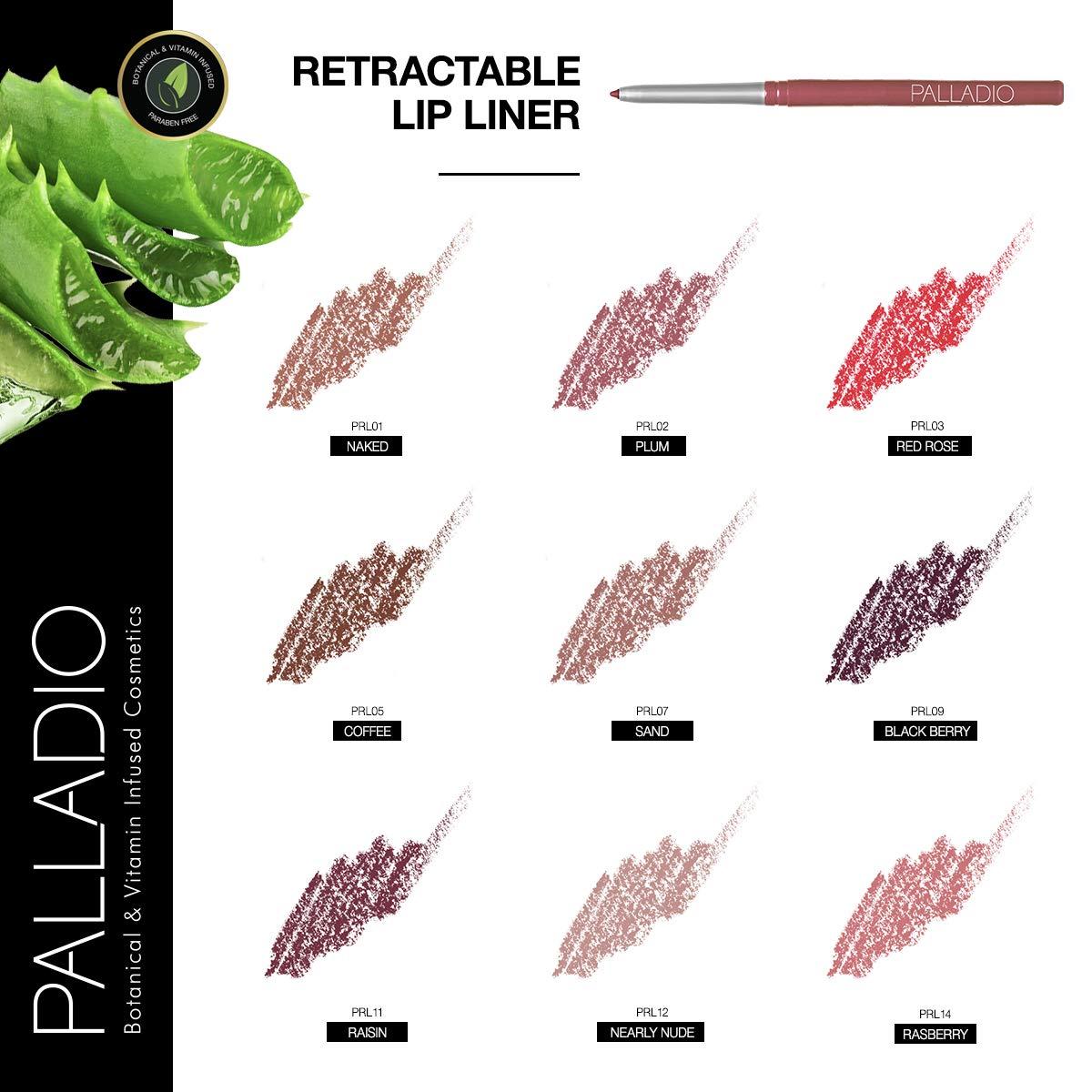Palladio Retractable Waterproof Lip Liner - Raisin | High Pigment ...