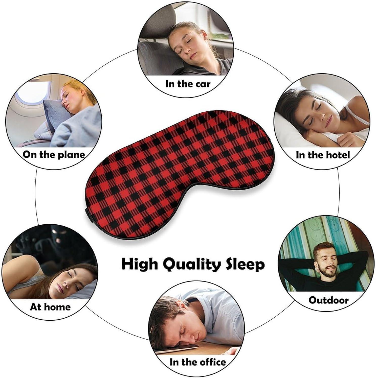 Red & Black Buffalo Plaid Sleep Mask for Men & Women | Adjustable Strap ...
