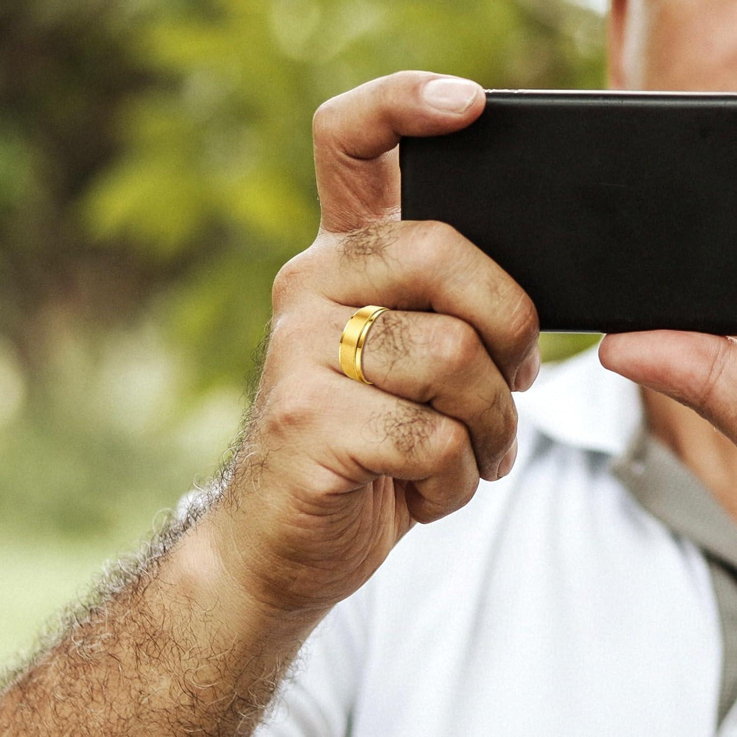 JEROOT Titanium Magnetic Rings for Men Women - Step Edge Sleek Design ...