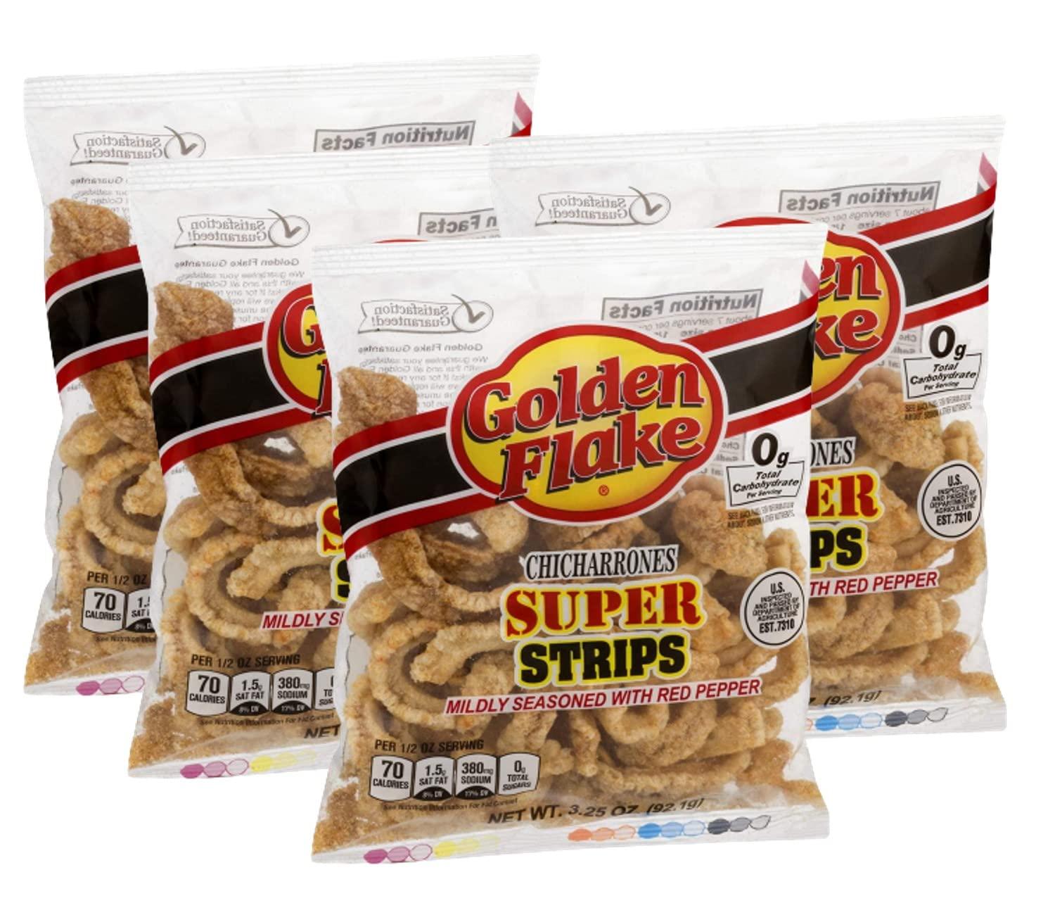 Golden Flake Super Cracklin Strip 3 oz (Pack of 4) - Red Pepper ...