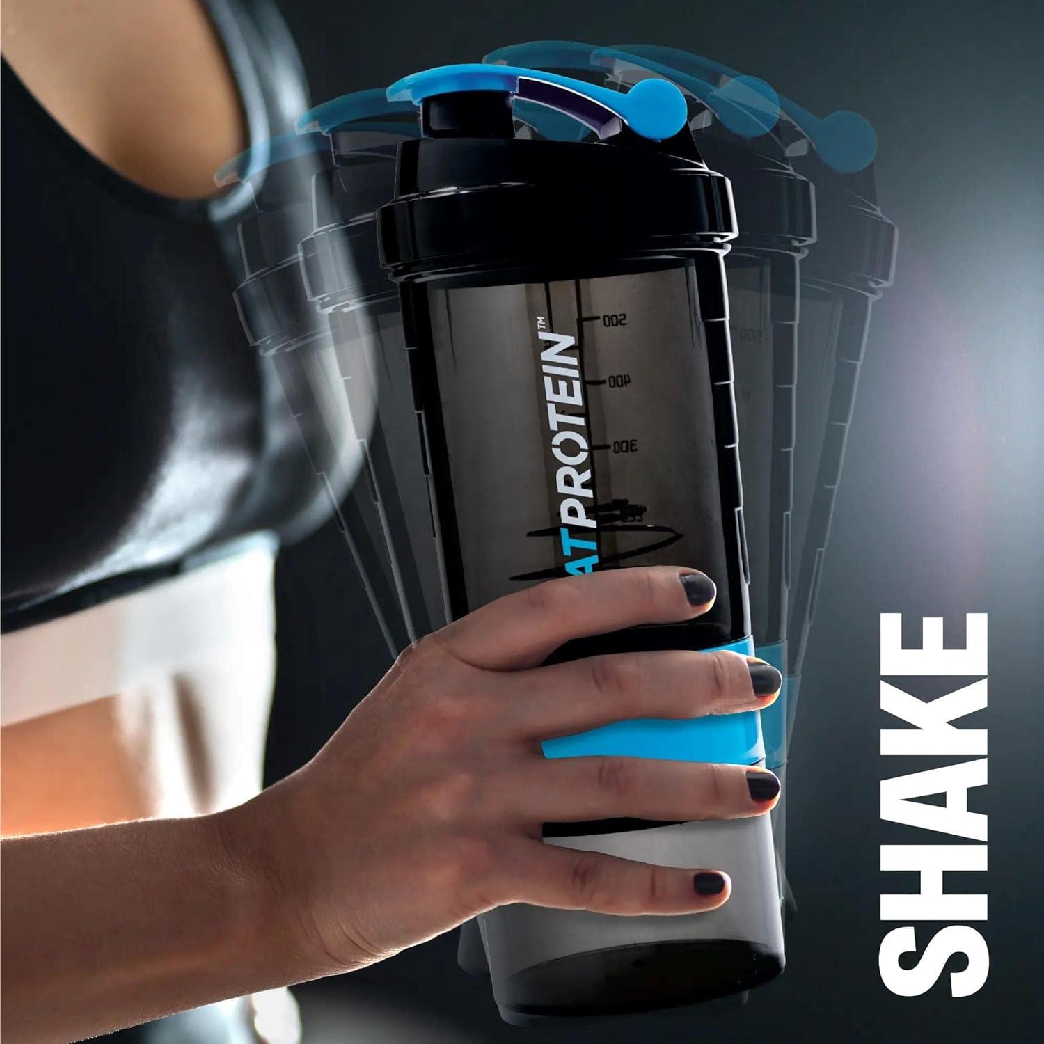 EatProtein 500ml Protein Shaker Bottle - 2 Detachable Powder Containers ...