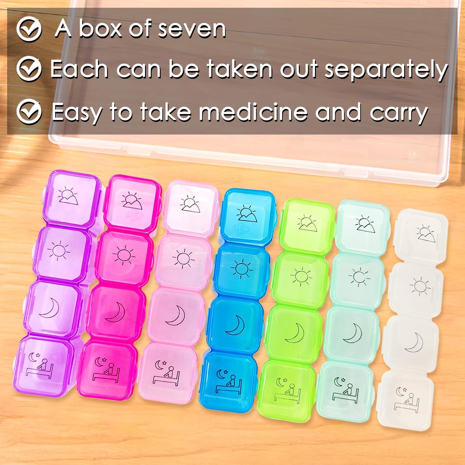 Large 7-Day Pill Organizer with 28 Compartments - Medication and ...