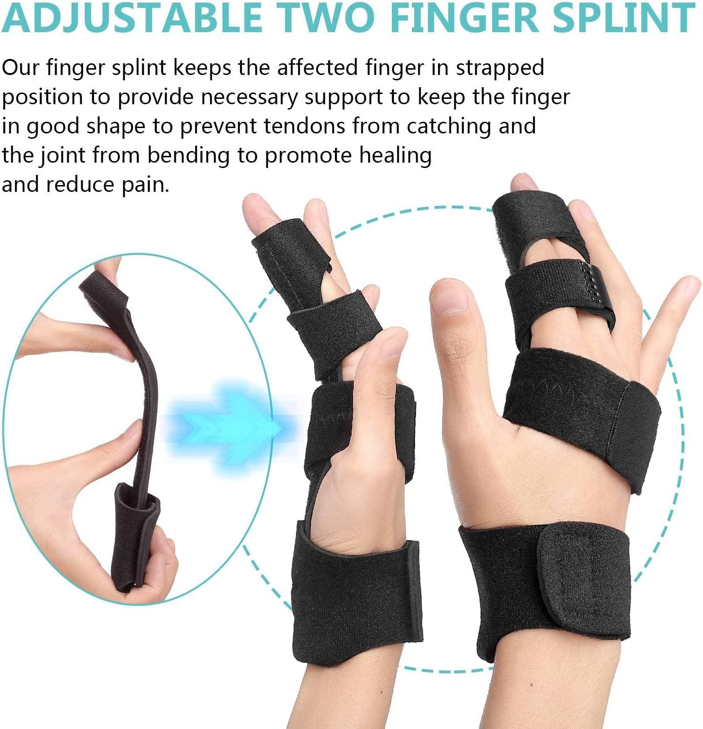 Adjustable Two Finger Splint for Trigger Finger Relief - Full Hand and ...