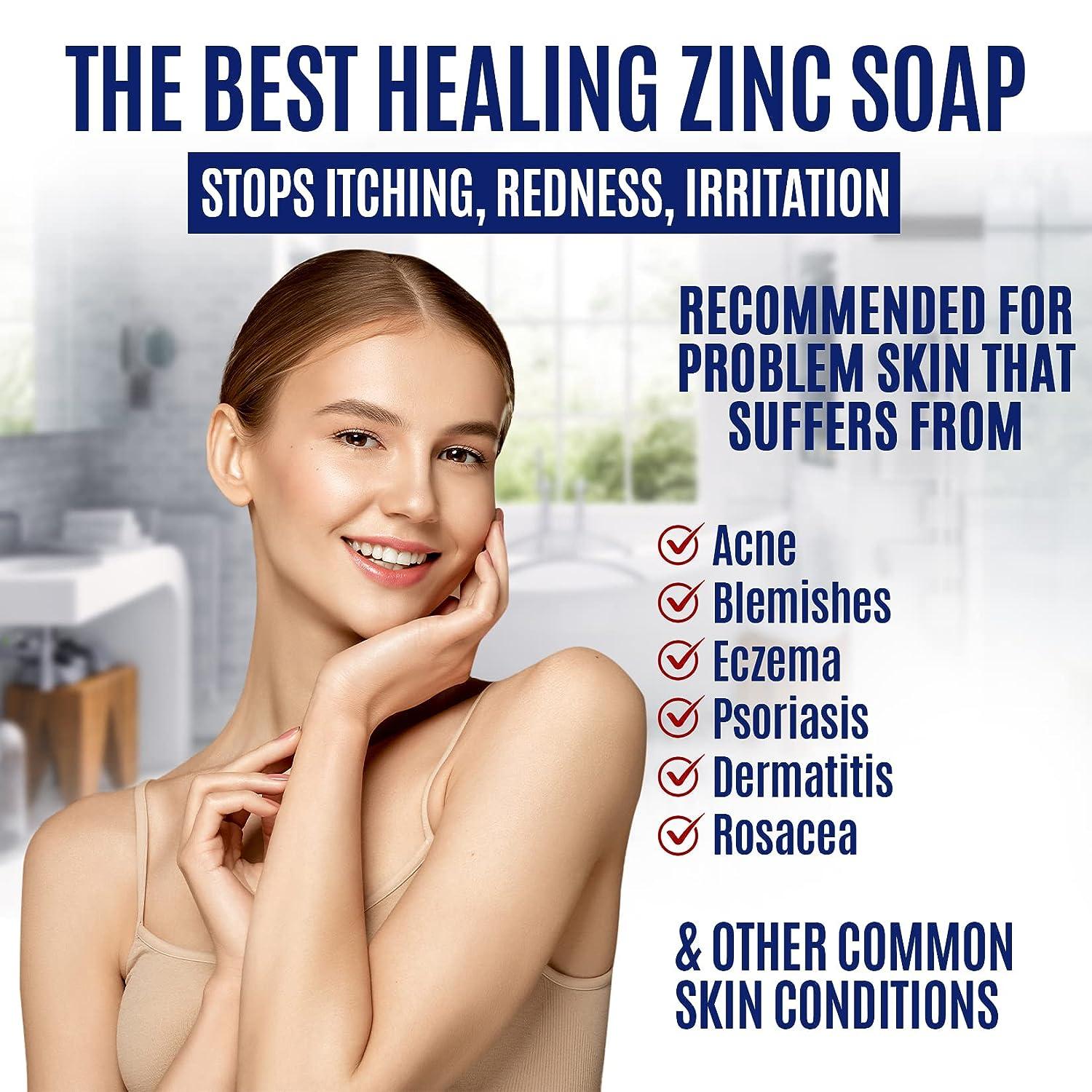 Pyrithione Zinc Soap Bar 4oz for Face & Body - 2% ZnP Cleanser for Acne ...