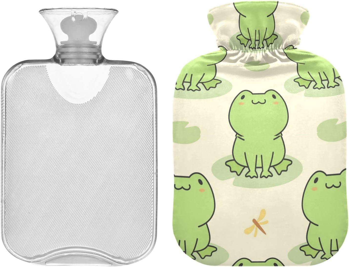 Hot Water Bottle with Cute Frog Cover - 2L Heating Bag for Pain Relief ...