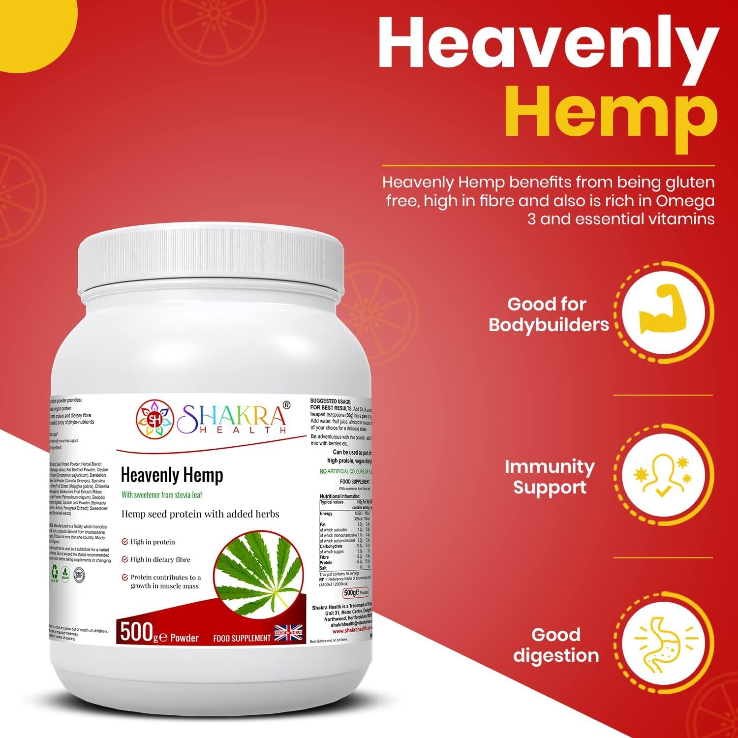 Shakra Health Heavenly Hemp Seed Plant Protein Powder - High Fiber ...