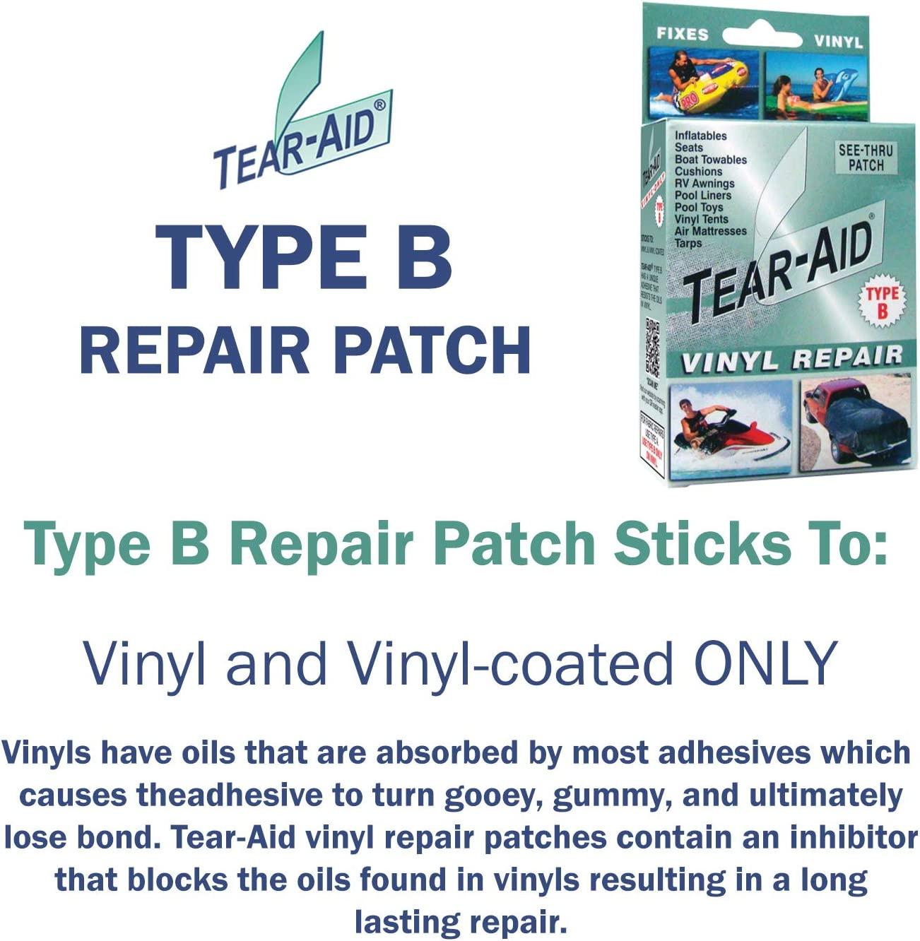 TEAR-AID Type B Vinyl Repair Kit - Clear Patch for Vinyl & Vinyl-Coated ...