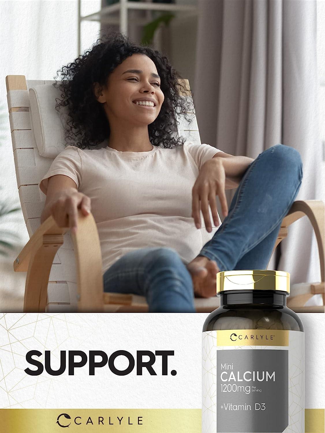 Carlyle Calcium with D3 1200mg | 300 Mini Softgels | Non-GMO & Gluten ...