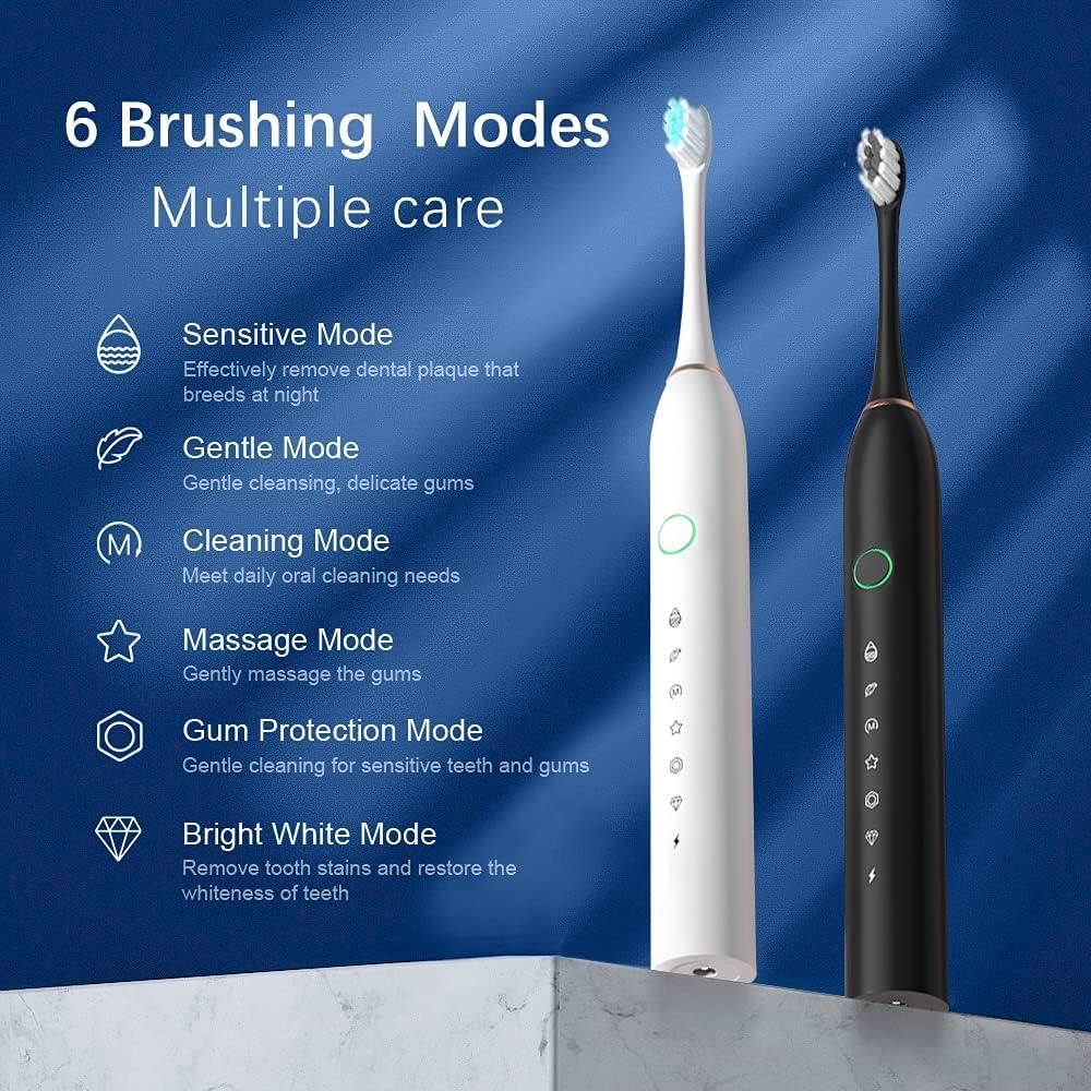 SENWEN 2 Pack Rechargeable Electric Toothbrushes for Adults and Kids - Sonic Whitening ...