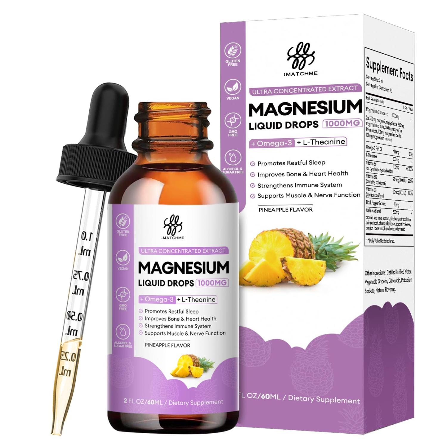 Magnesium Complex Liquid Drops - Glycinate & L-Threonate for Bone ...