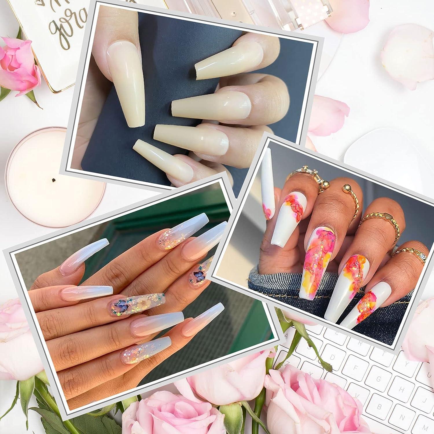 Tapered Extra Long Ballerina False Nail Tips | 240PCS Natural Acrylic ...