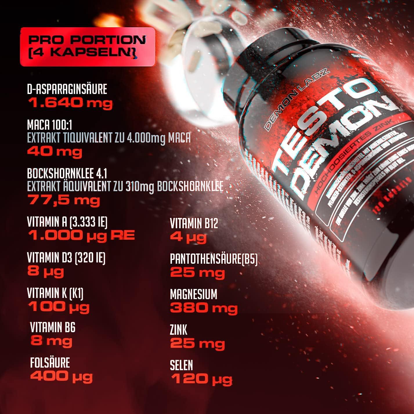 Testo Demon for Men - High-Dose Zinc Amino Acids Maca & D-Aspartic Acid ...
