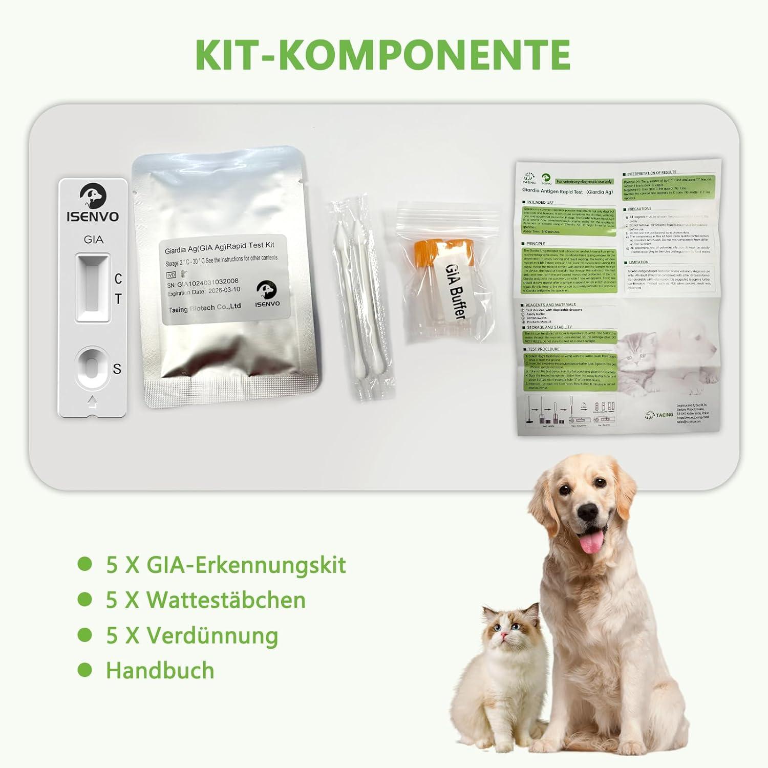 Isenvo 5x Giardia Quick Test Kit for Dogs & Cats | Reliable Intestinal ...