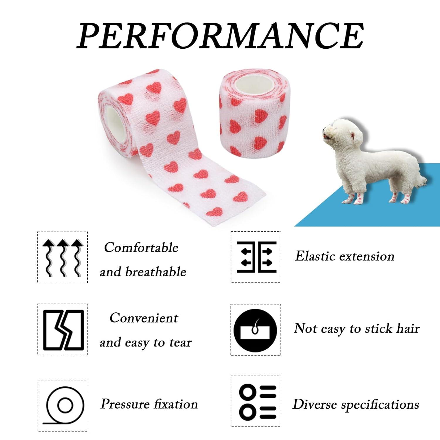 6 Rolls Dog Bandage Dog Bandages for Paws Vet Wrap for Dogs Leg Ear ...