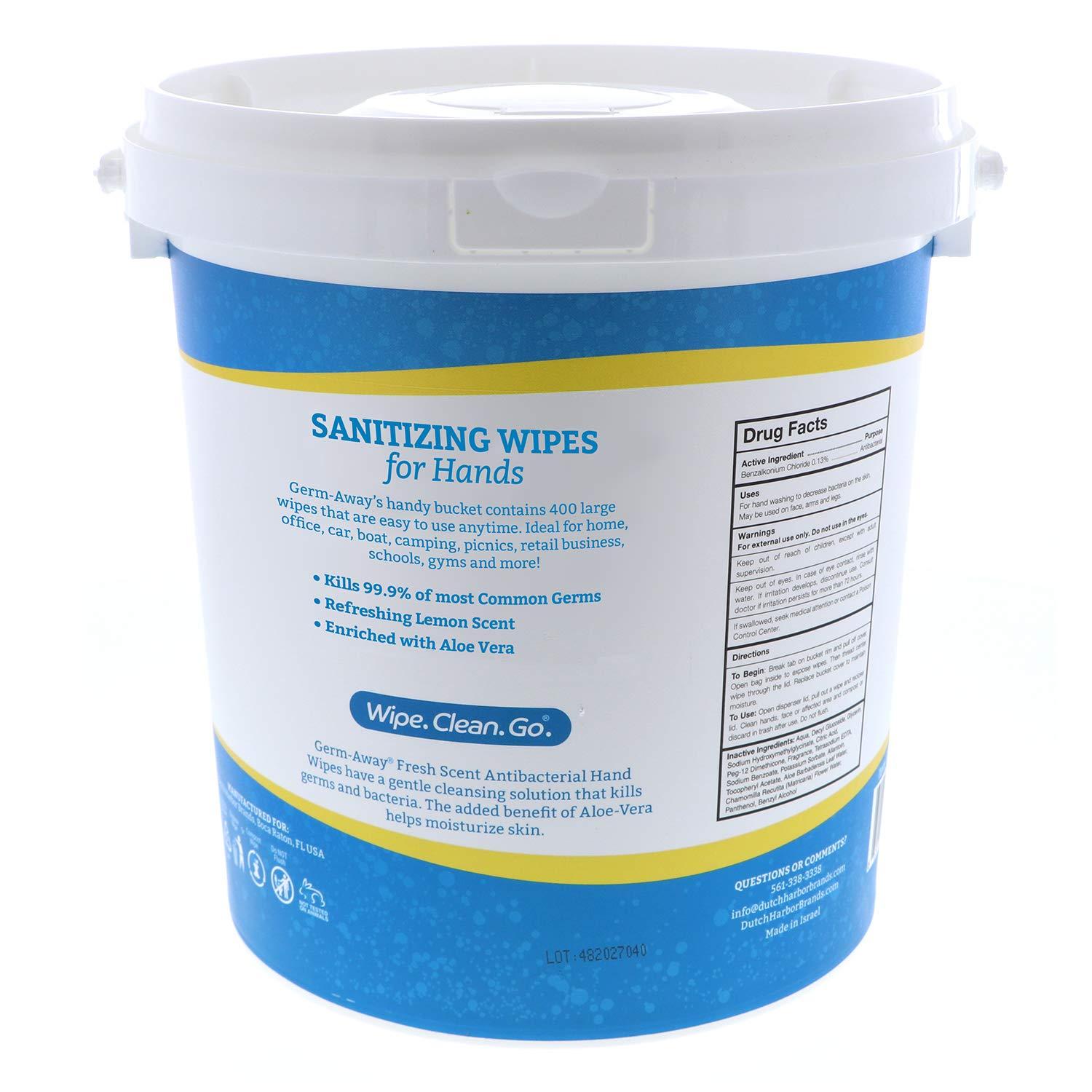 Germ-Away Antibacterial Hand Wipes | Compostable Cloth Bucket | Lemon ...