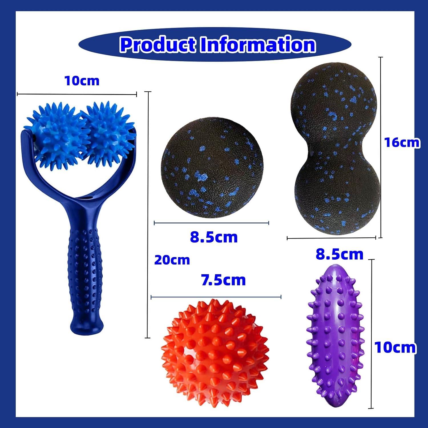 5-Piece Massage Ball Set - Hedgehog Ball Roller Fascia & Peanut Massage ...