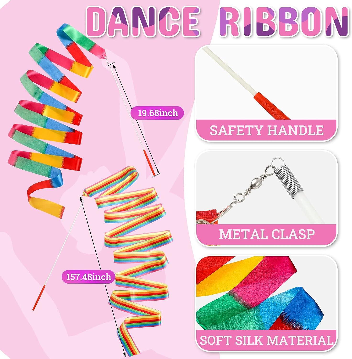 HyDren 21 Inch Rainbow Dance Ribbon Twirling Baton for Gymnastics and ...