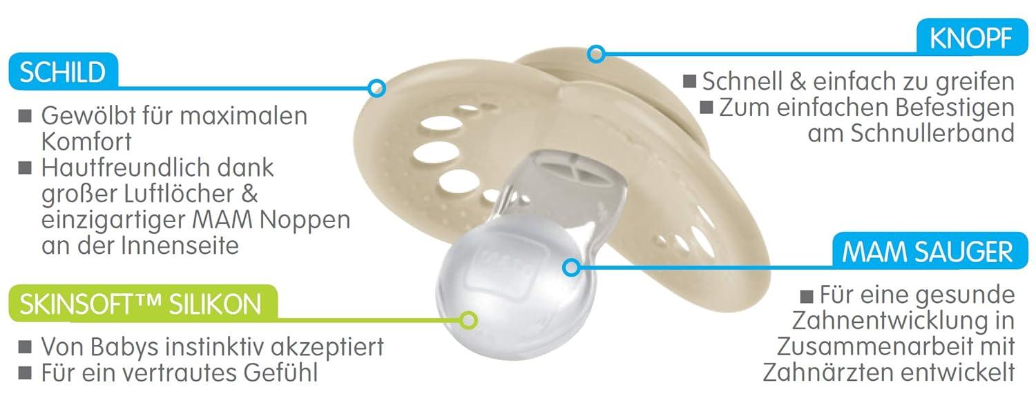 MAM Original Elements Pacifiers 2 Pack - Symmetrical Jaw-Friendly Baby ...