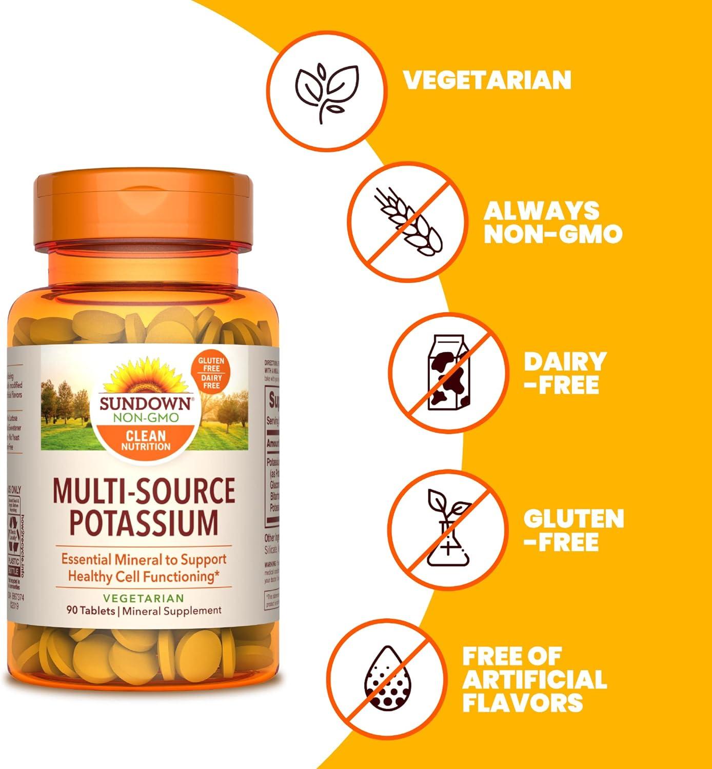 Sundown Multi Source Potassium Supplement - 6 Forms - 90 Tablets x 6 ...