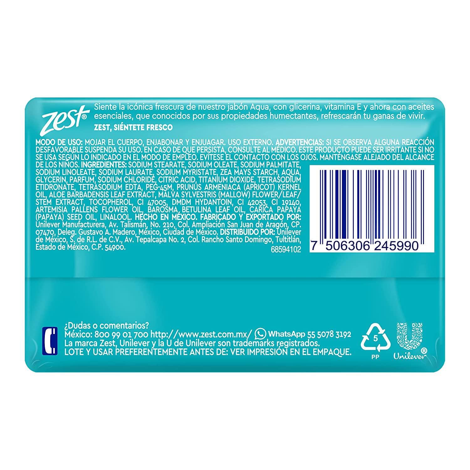 Zest Aqua Original Bar Soap with Glycerin and Vitamin E - 135g ...